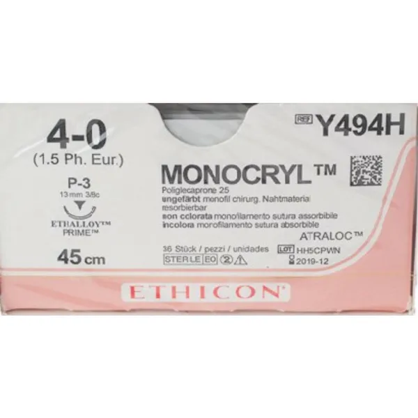 Monocryl hechtdraad 4-0 45 cm ongekleurd P-3 Prime naald | %sitename